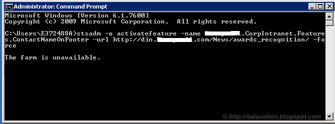 The Farm is unavailable Error - while running stsadm - SharePoint Diary