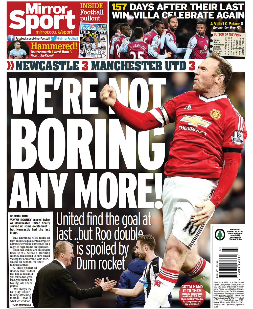 Tomorrow's Back Pages - Newcastle, Man. United and Aston Villa - e-Football