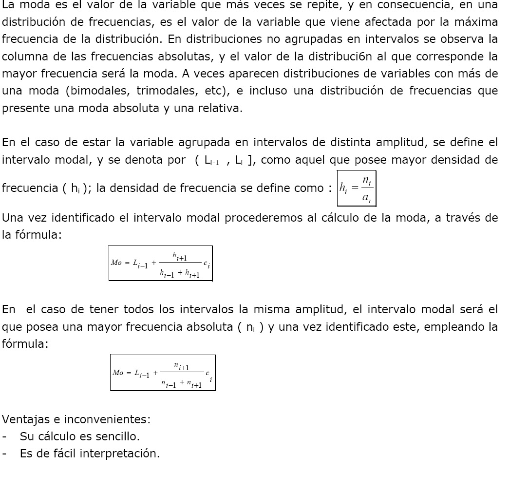 Probabilidad y Estadistica: LA MODA