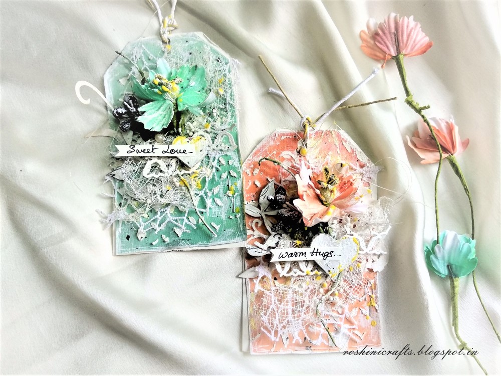 Sweet Love & Warm hugs - Duo tags using prima marketing flowers ...