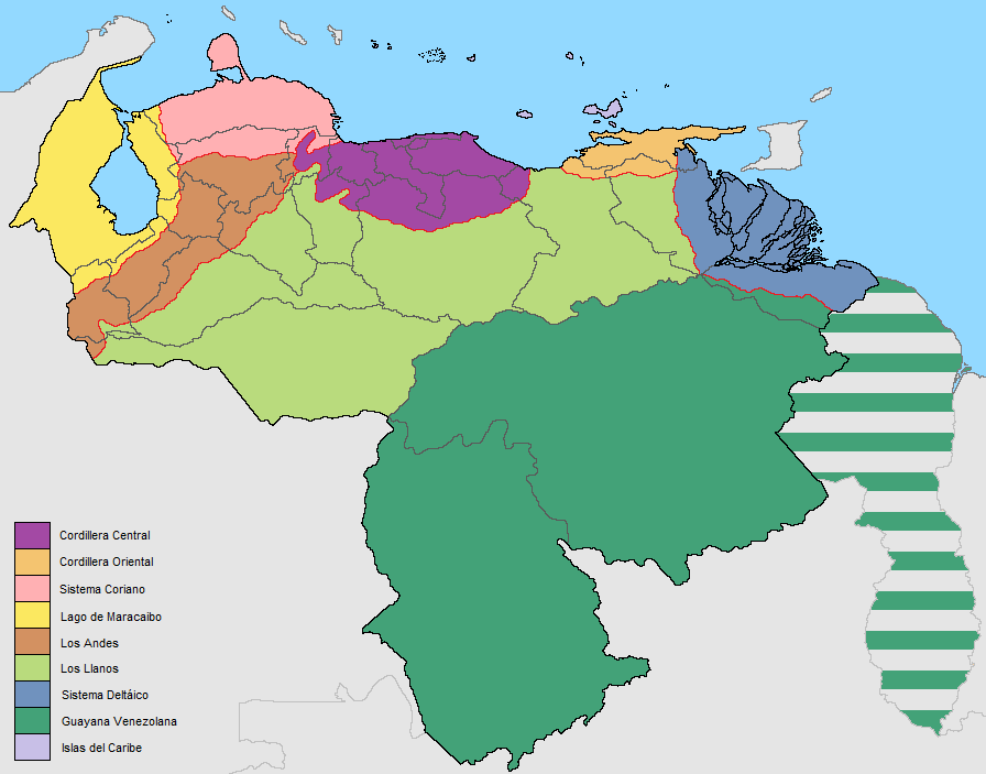 ECORREGIONES DE VENEZUELA: UBICACIÓN DE LAS ECORREGIONES EN VENEZUELA