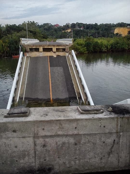 The Abatan Bridge connecting the town of Maribojoc to the city is wrecked