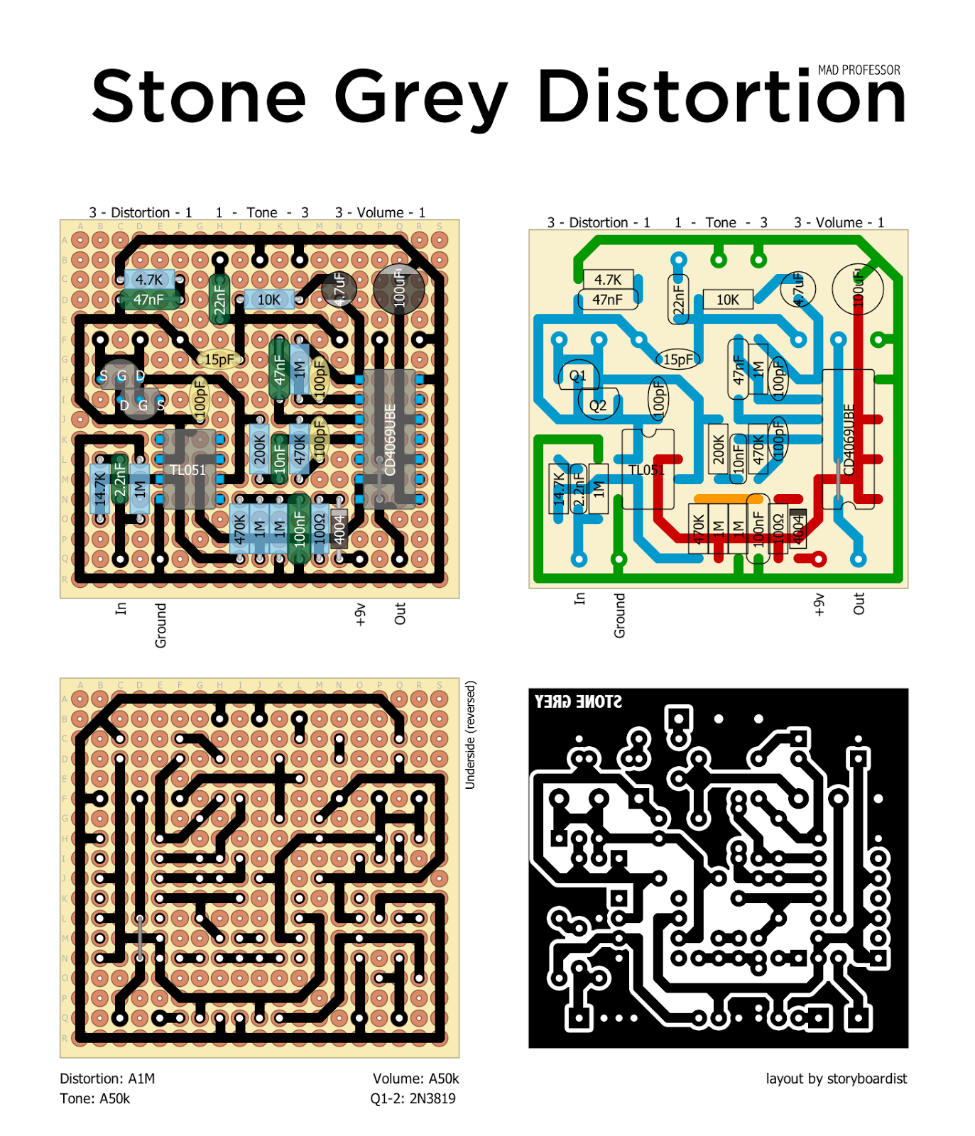 Perf and PCB Effects Layouts: Mad Professor Stone Grey Distortion