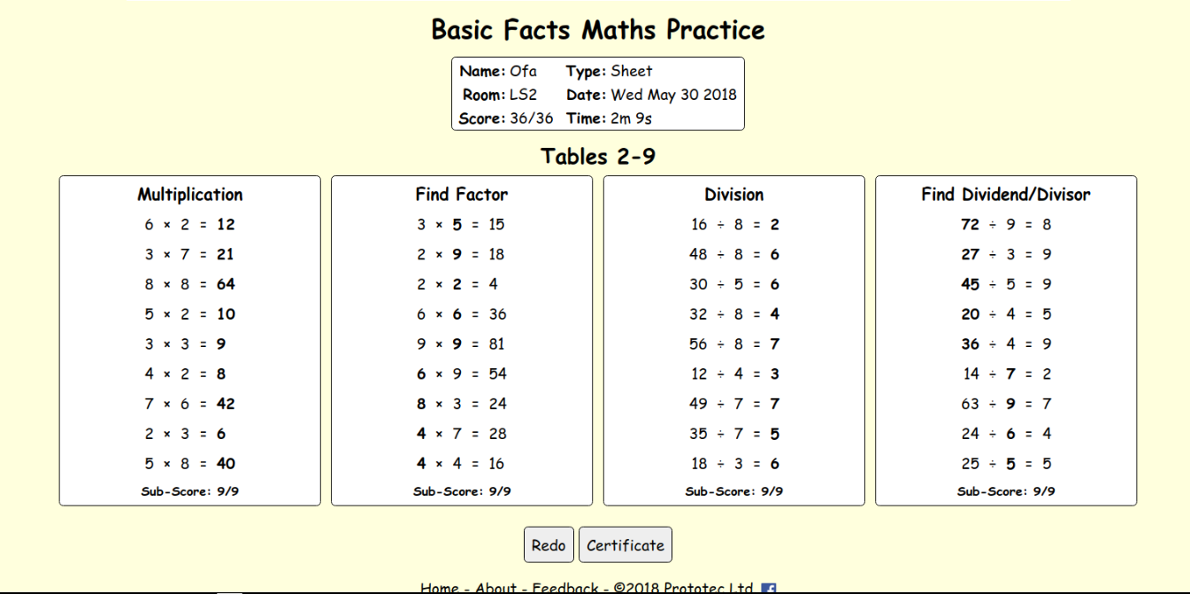 Ofa @ Panmure Bridge School: Prototec | Basic Facts Maths Practise