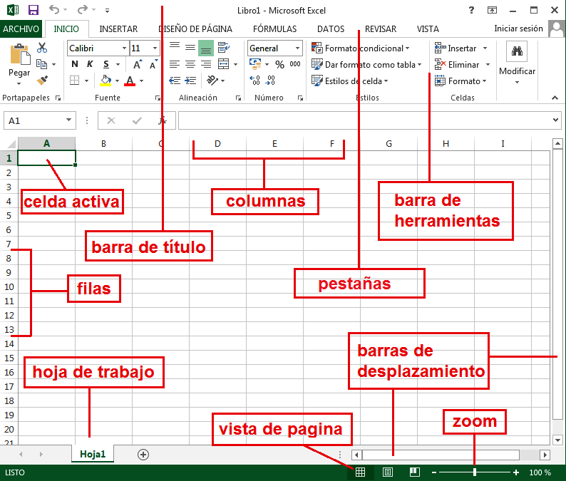 Interfaz de Excel