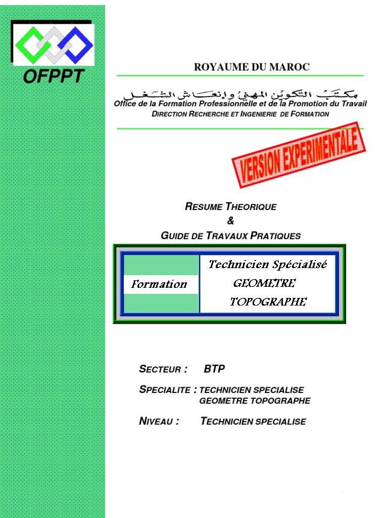 19 Livres (Modules) de la Formation Technicien Spécialisé GÉOMÈTRE ...