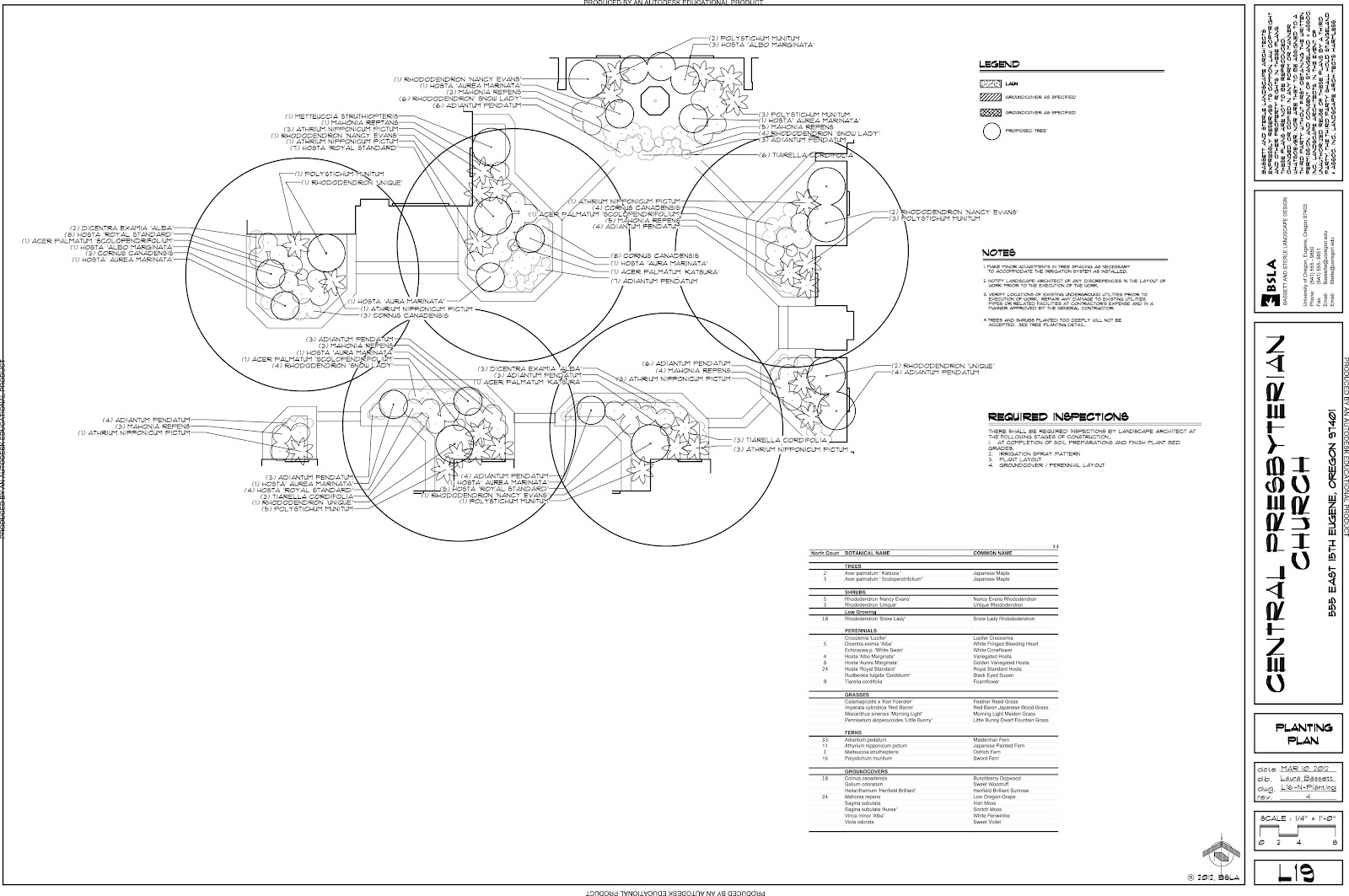 Landscape Architecture: Construction Document: Final Planting Pages