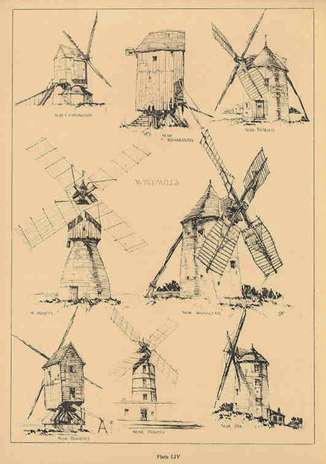 Samuel Chamberlain (1895-1975-American) - DARF - Plate 1.4 - Windmills ...