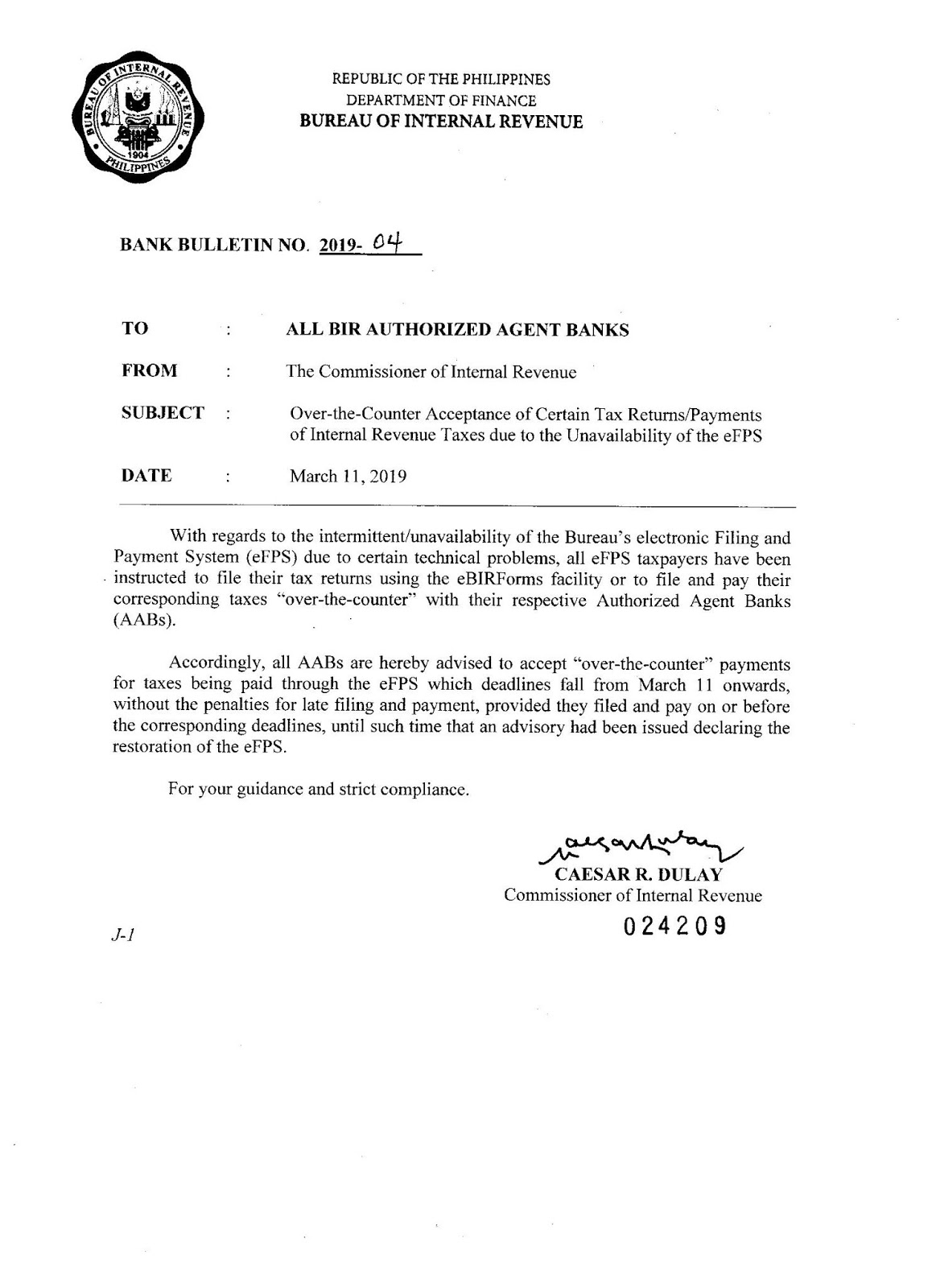 BIR Tax Information, Business Solutions and Professional System: Bank ...