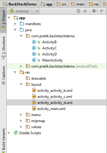 Android Tutorials: Back Stack Android Example