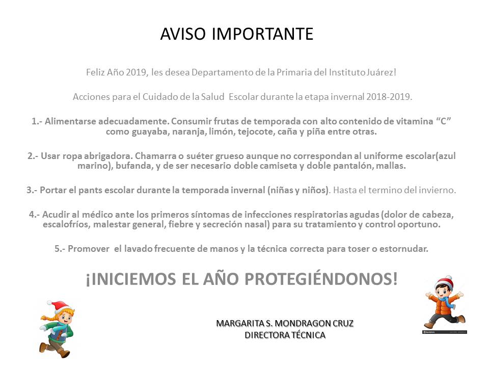 Instituto Juárez 6° Primaria: AVISO