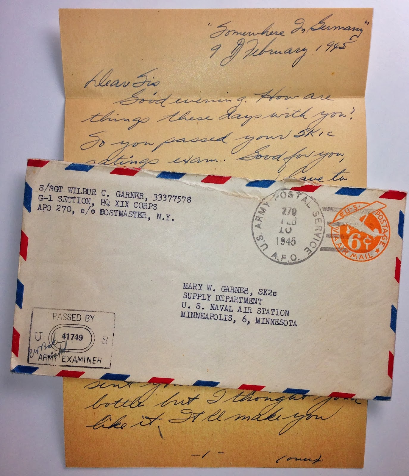 Dear Mary: Letters from "The War": Letter #65 from Wilbur C Garner 9th ...