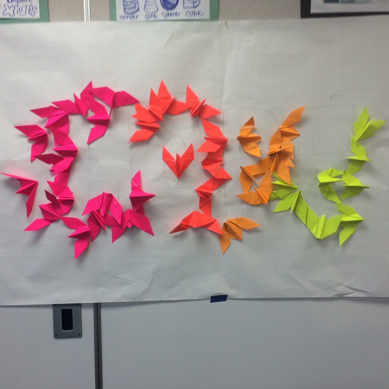 Make A Mark: "Hope" Origami mural created by 5th grade inspired by ...