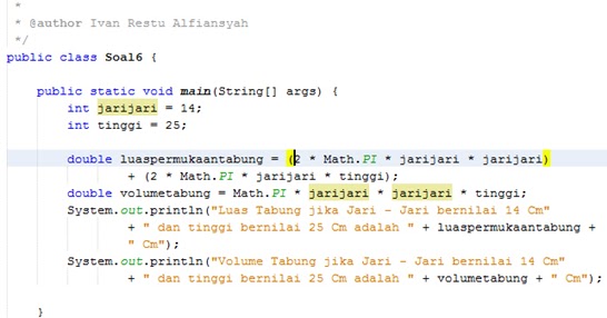 VANRESTUAL: CODE JAVA UNTUK MENGHITUNG LUAS DAN VOLUME TABUNG