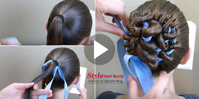 Ribbon Coiled Bun Hairstyle Tutorial By Princess Hairstyles - Style ...