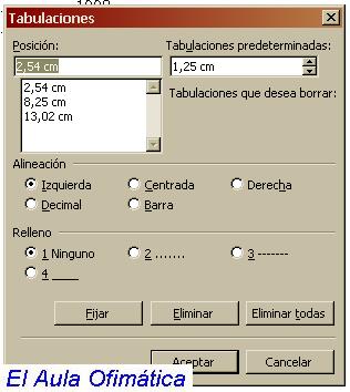 El Aula Ofimática: Uso de Tabuladores en Word