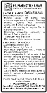 Lowongan Kerja PT. Plasmotech Batam - Lowongan Kerja Batam 2022