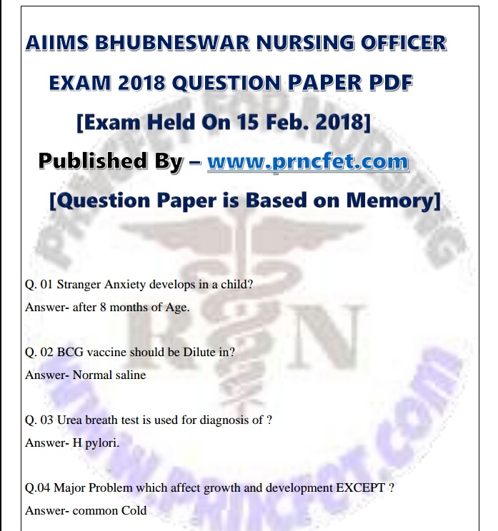 DOWNLOAD PREVIOUS STAFF NURSE EXAM PAPERS PDF AND MODAL PAPERS ...