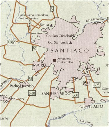Map of Santiago, Chile