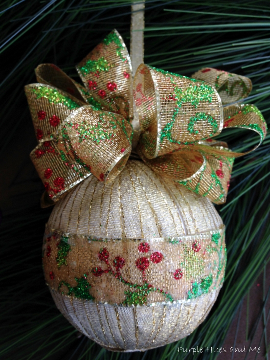Purple Hues and Me: Easy to Make DIY Ribbon Wrapped Ornament