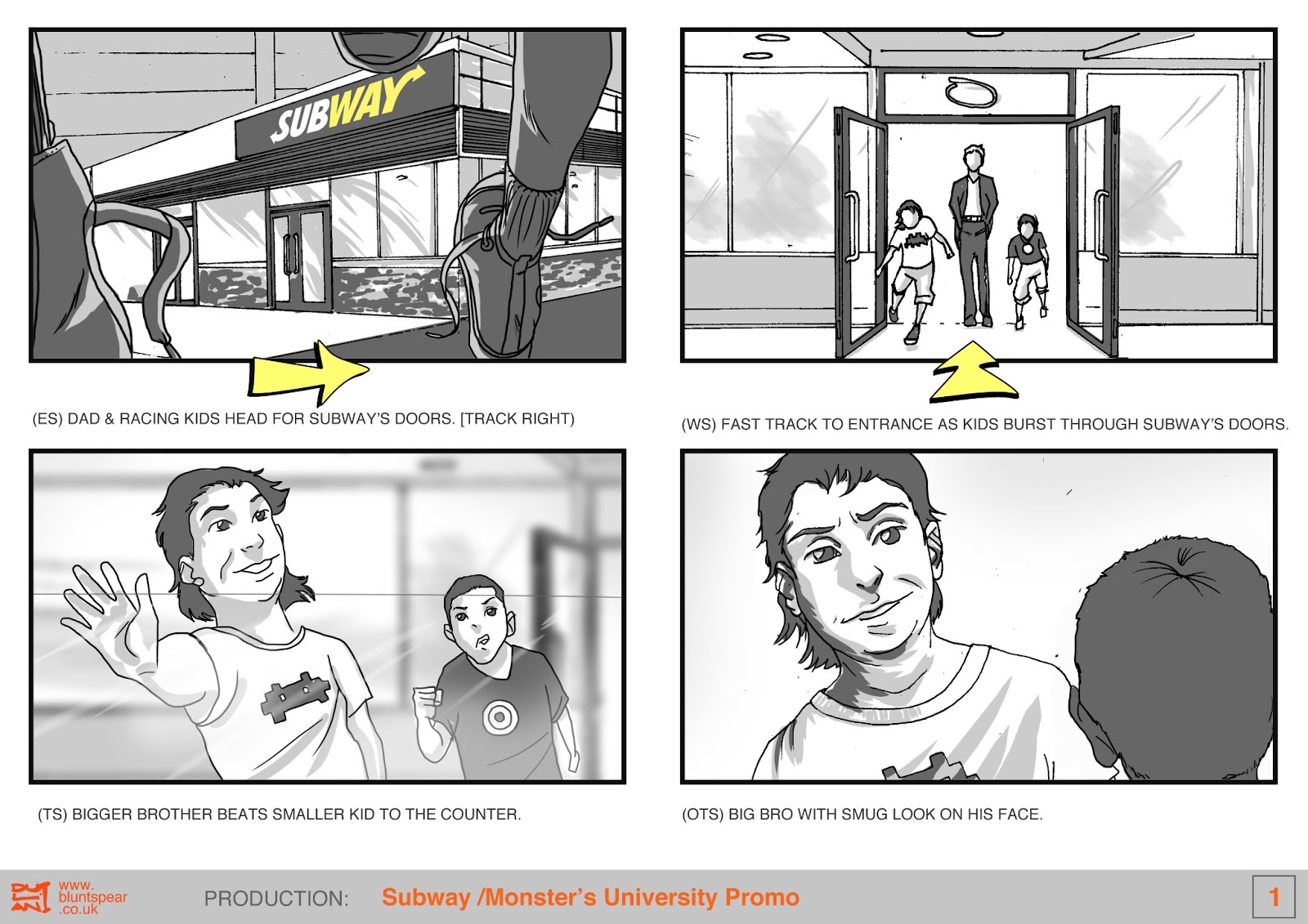 The Blunts: Subway/ Disney Pixar's Monster's University Storyboards