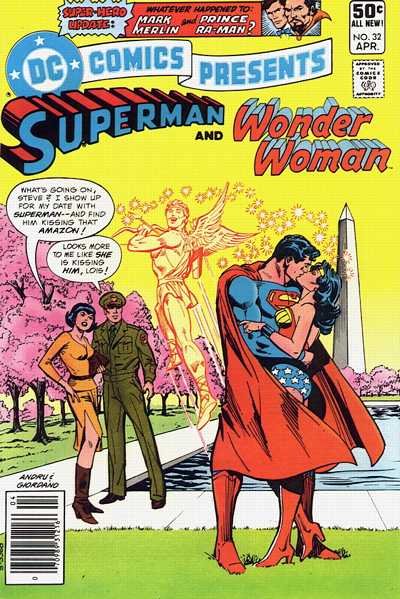 Pop Culture Shop Superman Kissing Wonder Woman Comic Book Vintage Romance Lois Lane Steve Trevor