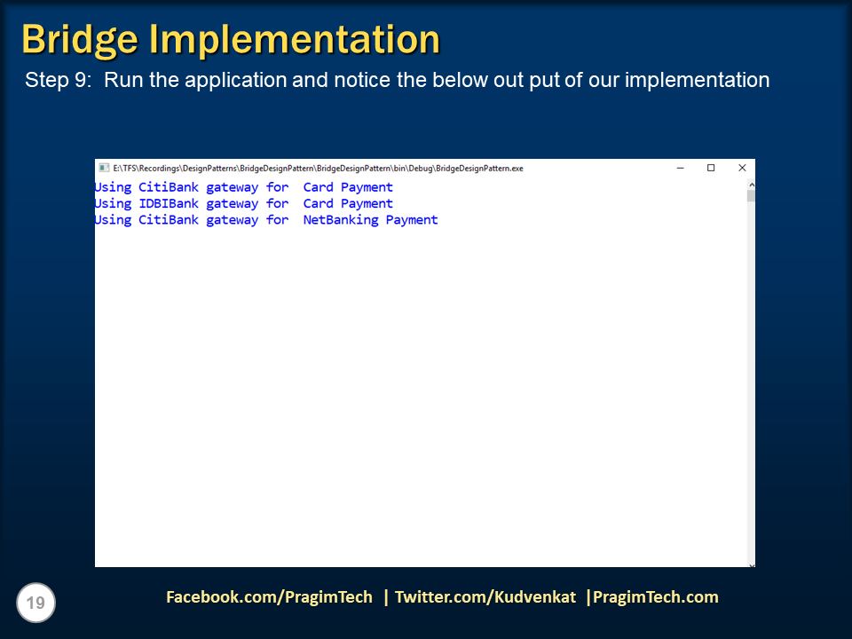 Sql server, .net and c# video tutorial: Bridge Design Pattern - Slides