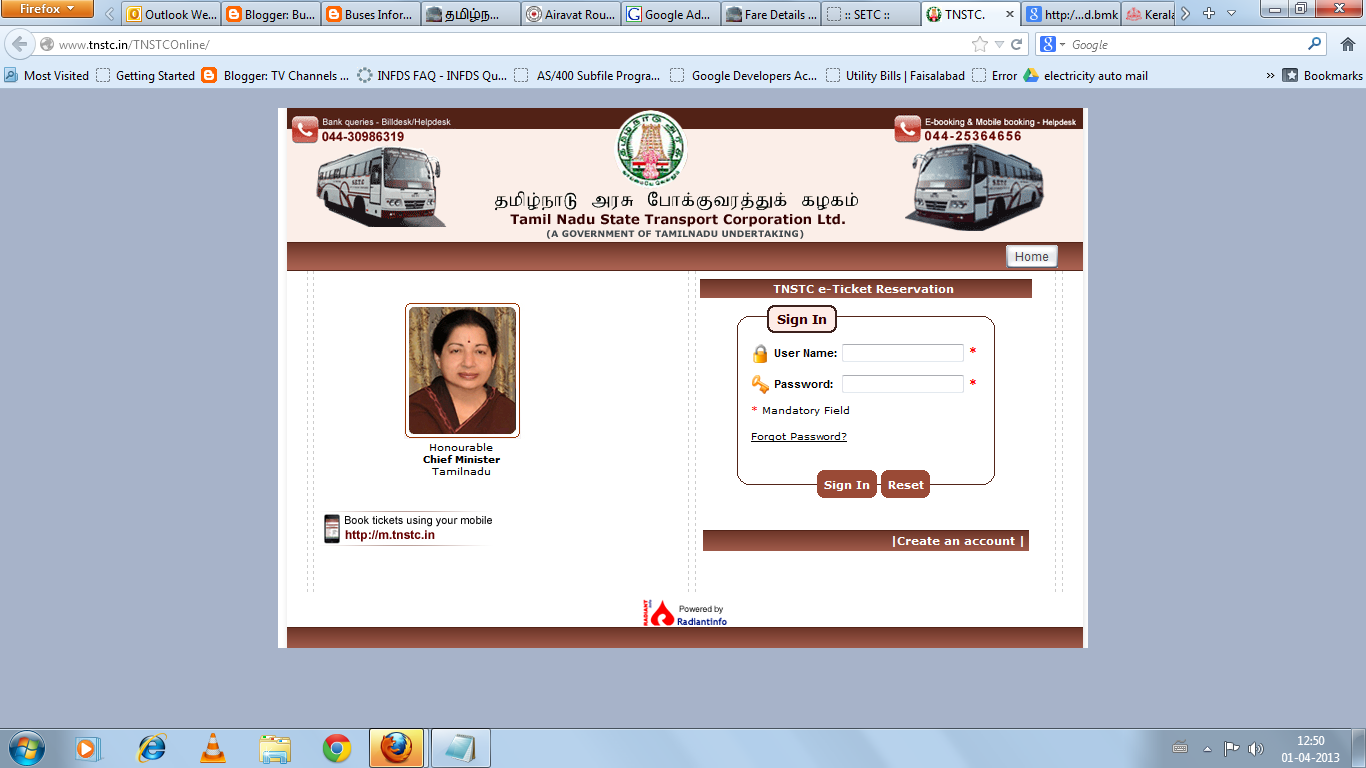 State Bus Routes,Fare ,Schedule information online: TNSTC online Booking