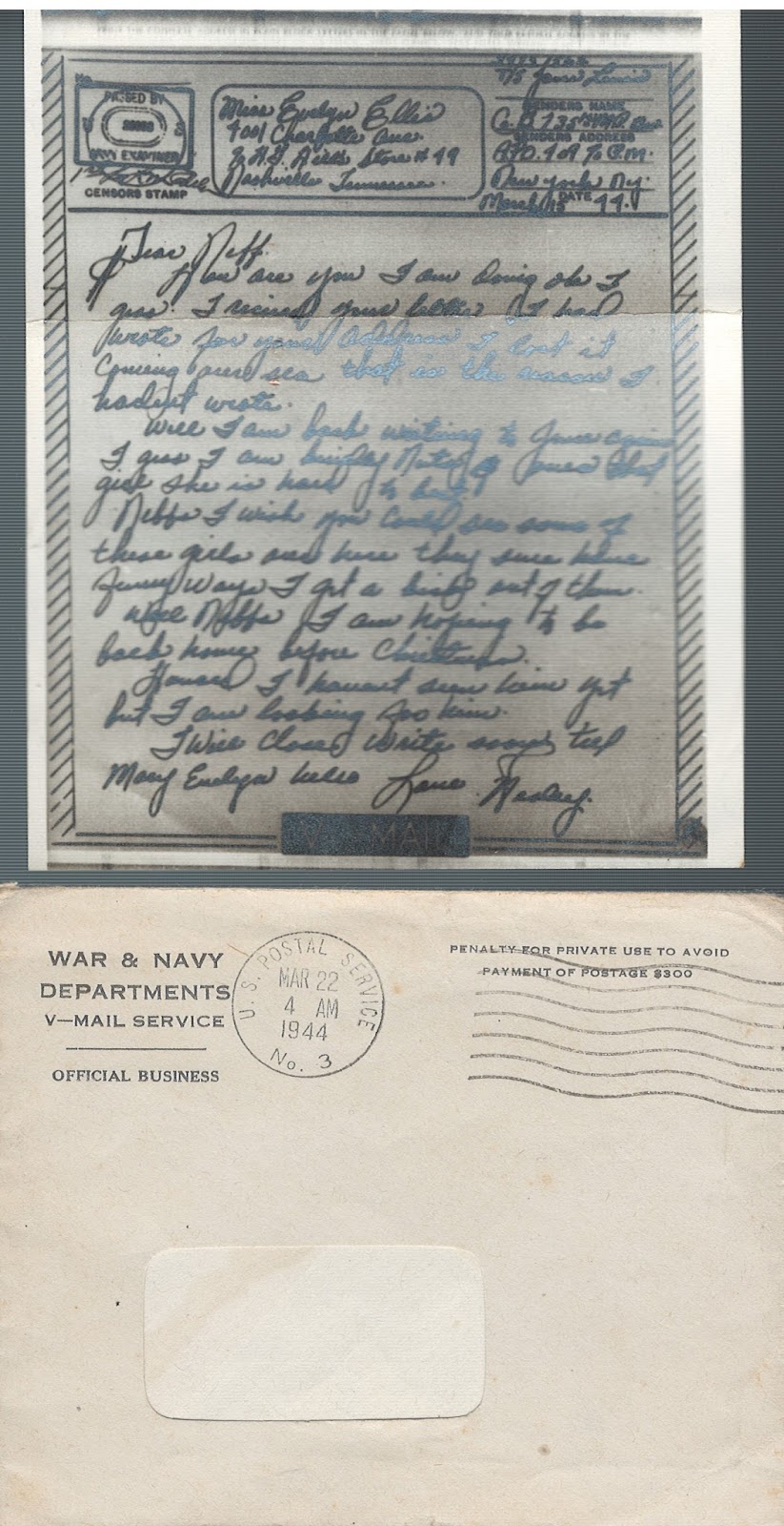 V-Mail Correspondence, Houston County, TN. Archives