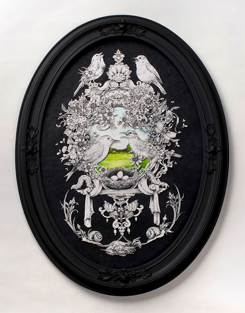 My Owl Barn: 3 Dimensional Artwork by Laura Bell