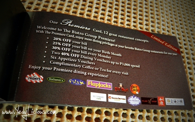 The Bistro Group Premiere Card: Dining Privileges and Discounts to ...