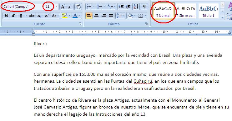 Aprendiendo Word: Selección de texto - Fuente