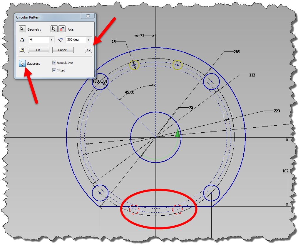 Brendan's Inventor Blog: Tip for Sketch Pattern and Suppress elements