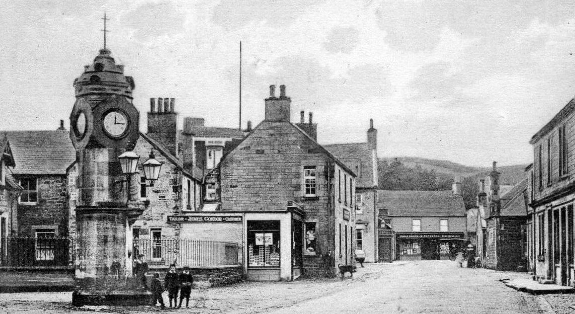 Tour Scotland: Old Photograph Clock High Street West Linton Scotland