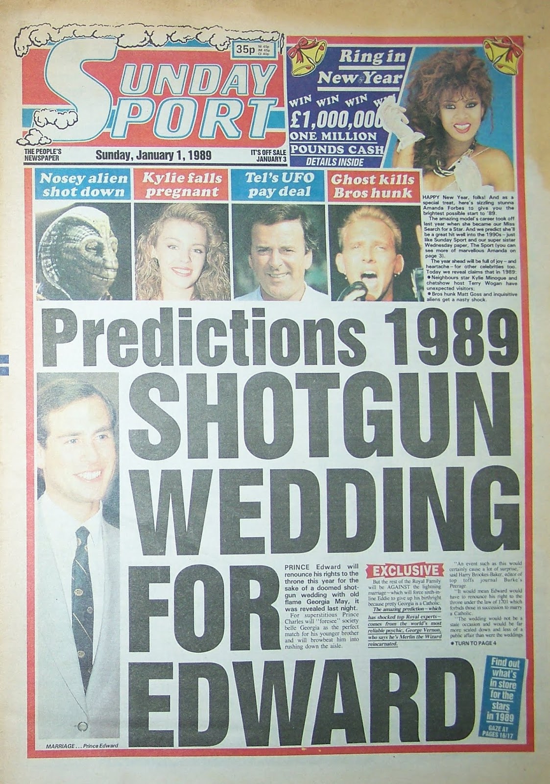 Sunday Sport newspaper 1 January 1989