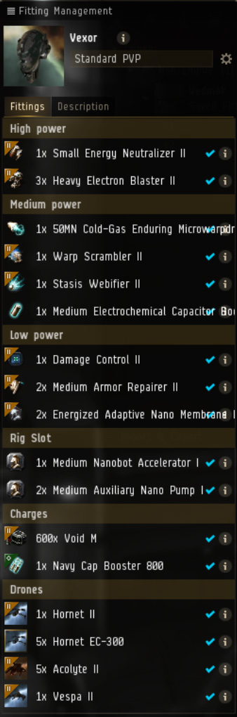 EVE Online Mission: Vexor Standard PVP Fit
