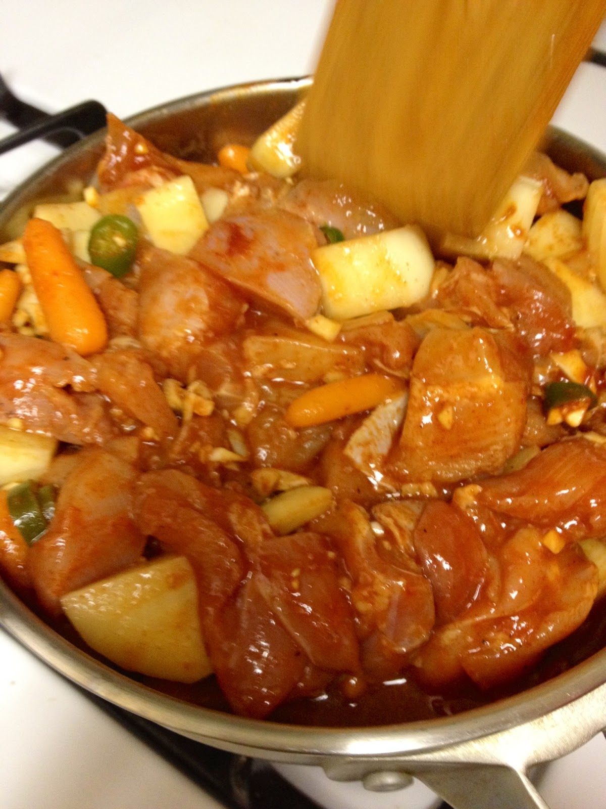 MD cooks for two: Korean Spicy Braised Chicken - Dak Doritang