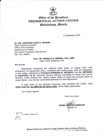 National Committee on Urban Pest Control Training Institute: COMPLAINTS ...