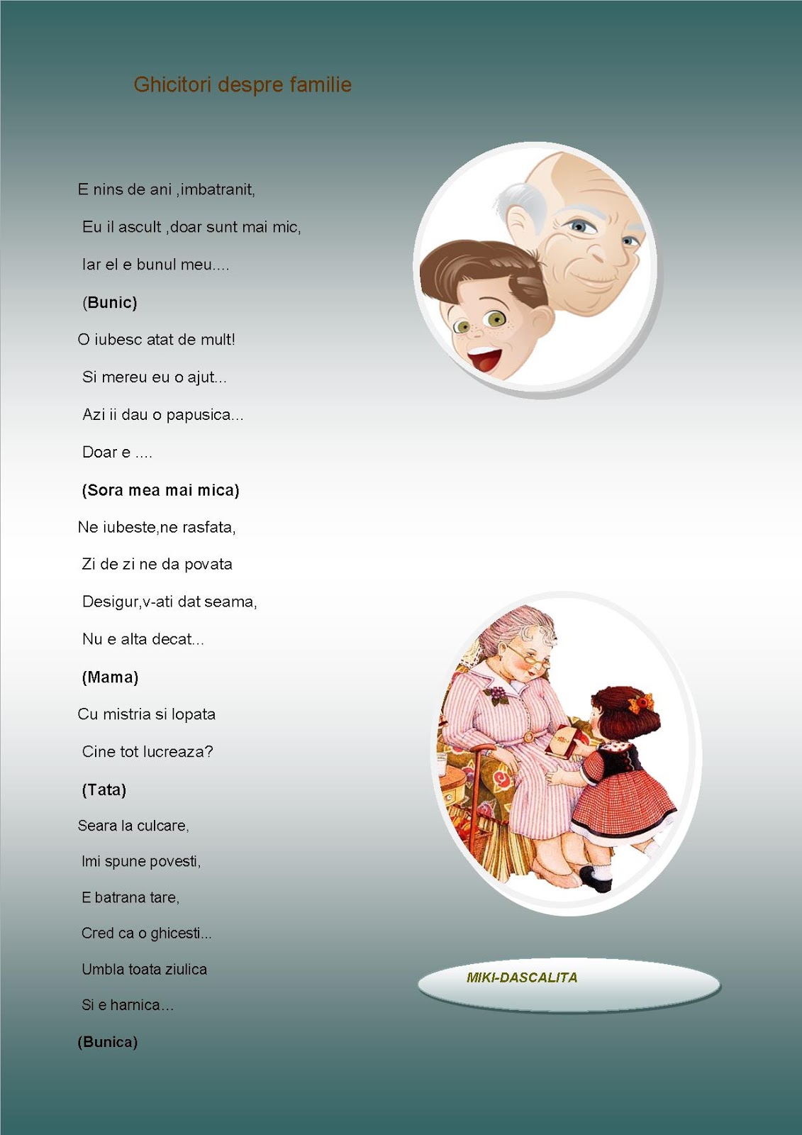 DĂSCĂLIŢA CREATIVE : Ghicitori-"Familia mea"