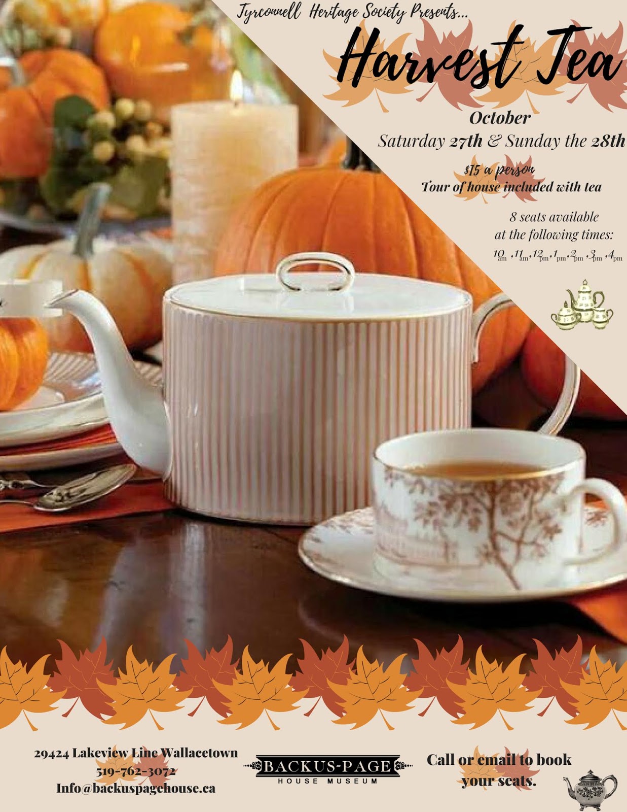 Tyrconnell Heritage Society: Tickets Available for Harvest Tea and Tours