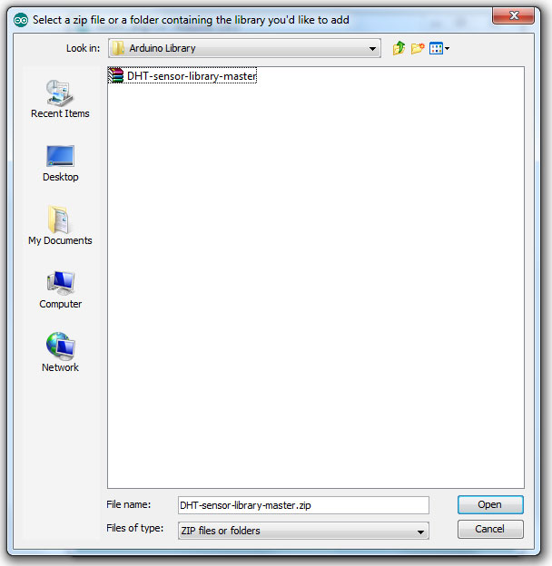 การติดตั้ง Library ของ DHT Sensor DHT11 , DHT21 , DHT22