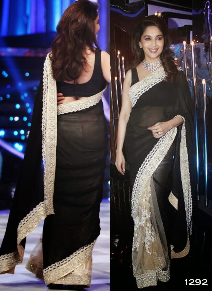 Bollywood Actress Saree Collections: BOLLYWOOD ACTRESS MADHURI DIXIT IN HALF BLACK AND HALF ...