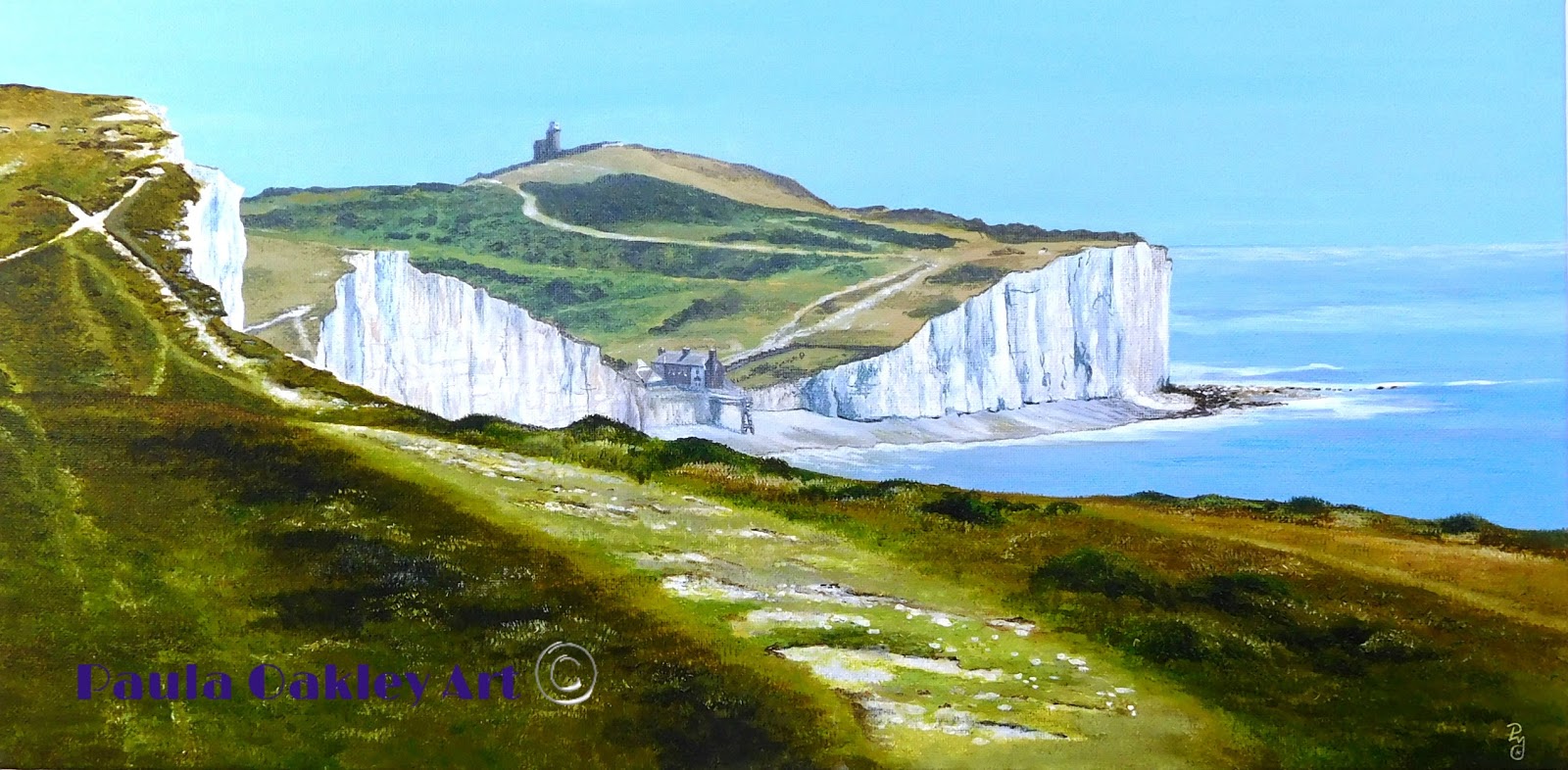 ORIGINAL ART by Paula Oakley: "Over The Seven Sisters"