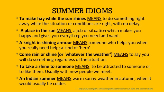 SUMMER IDIOMS