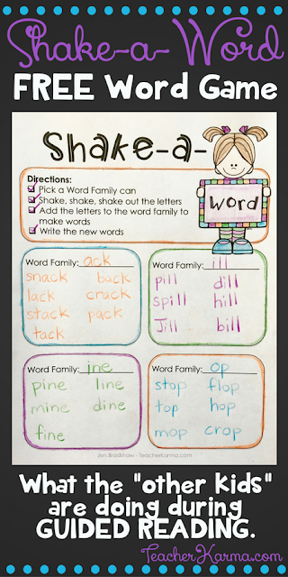 Free Word Family / Phonics Game & Literacy Center | Classroom Freebies ...
