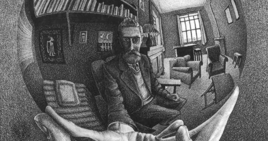 M.C. Escher: Surrealist Artist: Self Portrait in Spherical Mirror