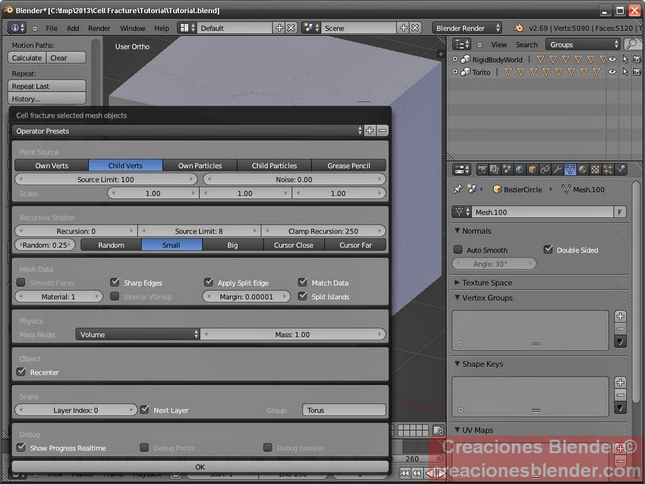 Creaciones Blender: Uso del Addon Cell Fracture en Blender 2.69 para ...