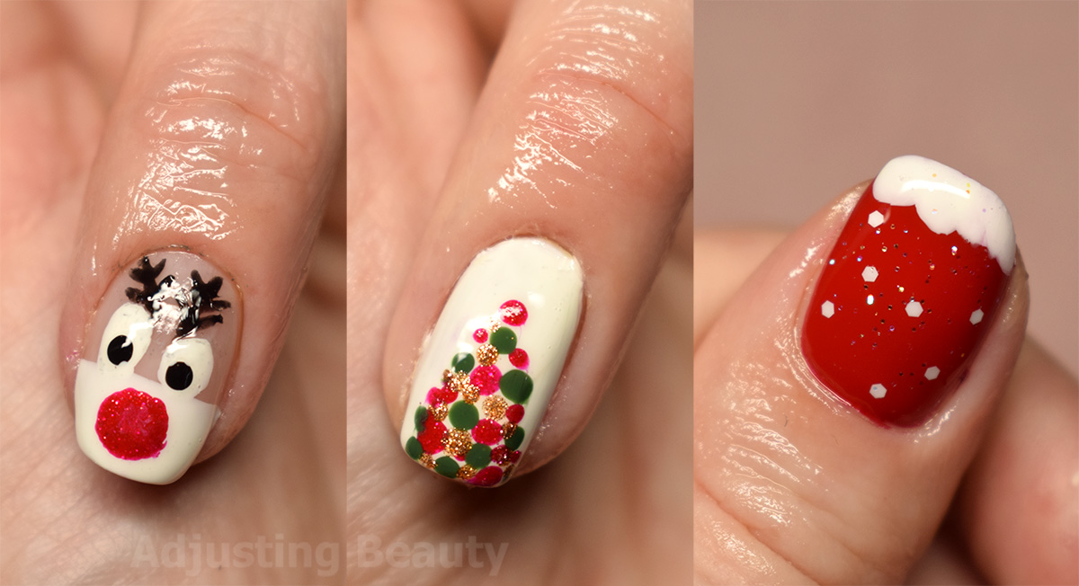 Christmas Rudolph Nails - Adjusting Beauty