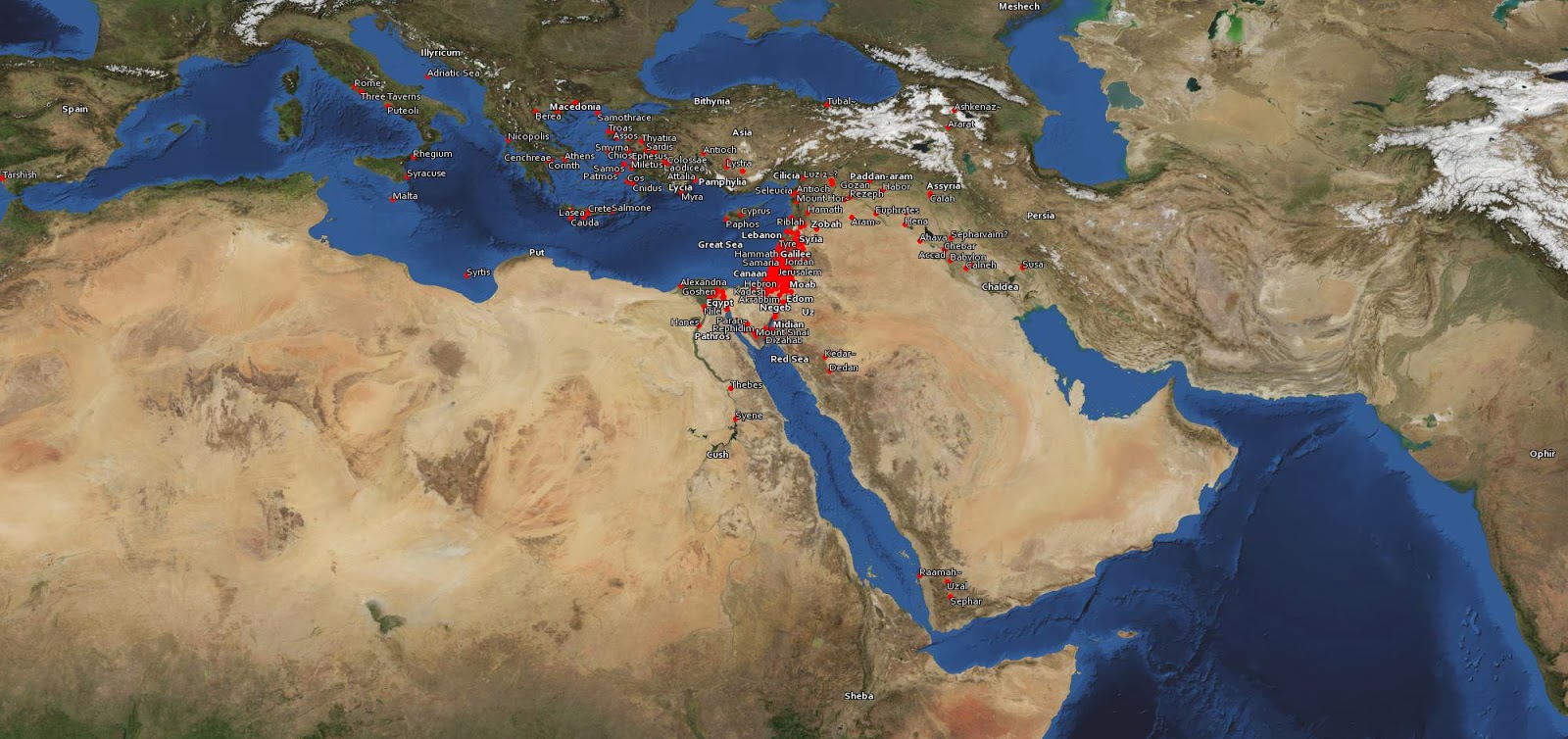 The Musings of Sojourner: Bible Geocoding - The location of every ...