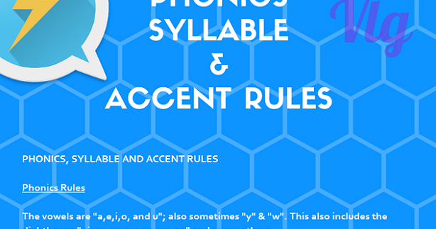 Valanglia: PHONICS, SYLLABLE AND ACCENT RULES